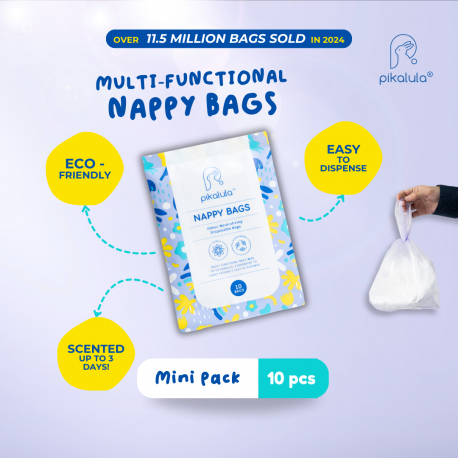 (10 Pieces) Pikalula Nappy Bags Odour Neutralising Scented ...